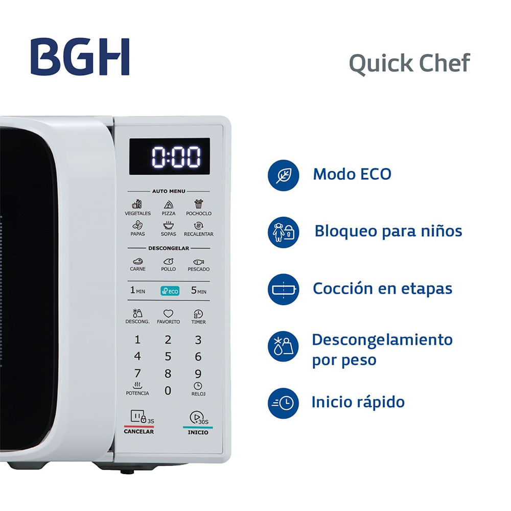 Microondas Bgh B120Db20i 20 Lts. 700 W Quick Chef Digital - Maxihogar