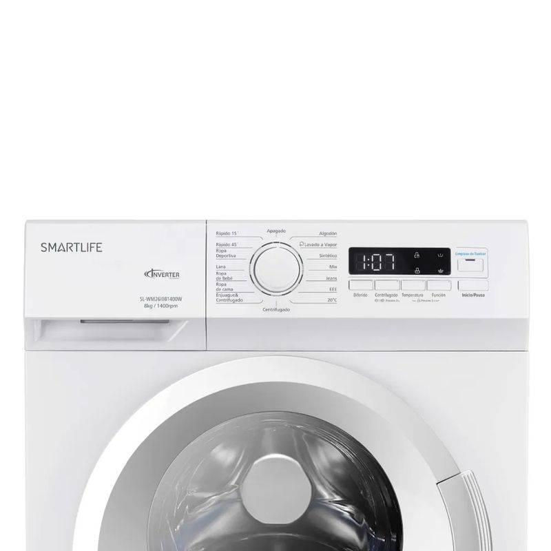 Lavarropas Smartlife Inverter 8 kg 1400 RPM SL-WM26I081400W - Maxihogar